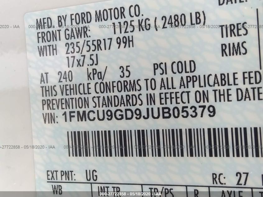 2018 Ford ESCAPE | VIN: 1FMCU9GD9JUB05379 | America Motors