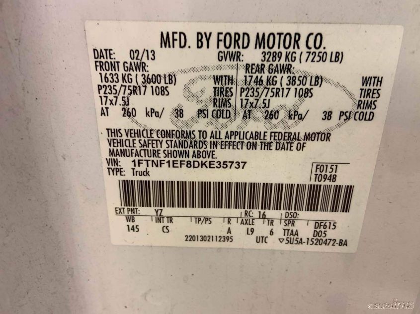 2013 Ford F-150 | VIN: 1FTNF1EF8DKE35737 | America Motors