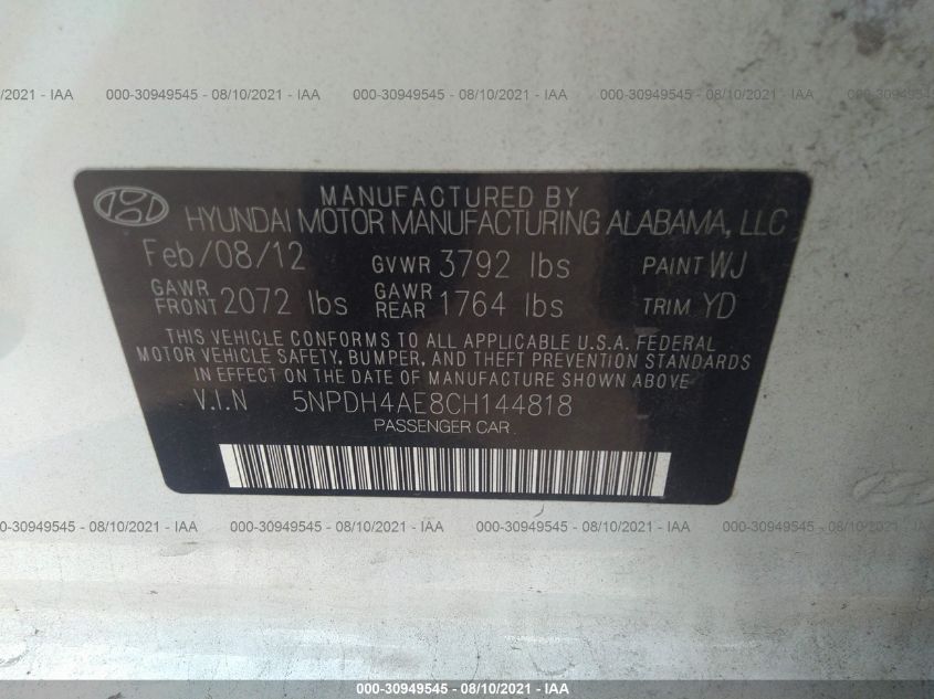 2012 Hyundai ELANTRA | VIN: 5NPDH4AE8CH144818 | America Motors