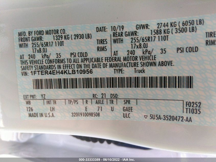 2019 Ford RANGER | VIN: 1FTER4EH4KLB10956 | America Motors