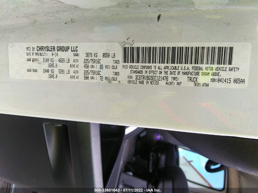 2014 RAM PROMASTER | VIN: 3C6TRVBG5EE121476 | America Motors