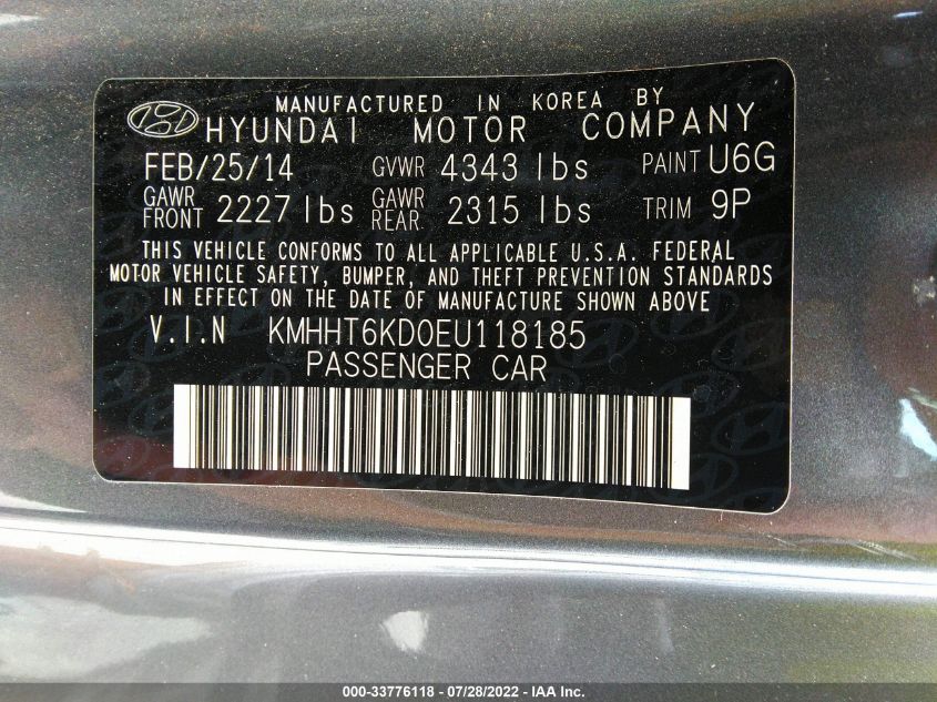 2014 Hyundai GENESIS | VIN: KMHHT6KD0EU118185 | America Motors